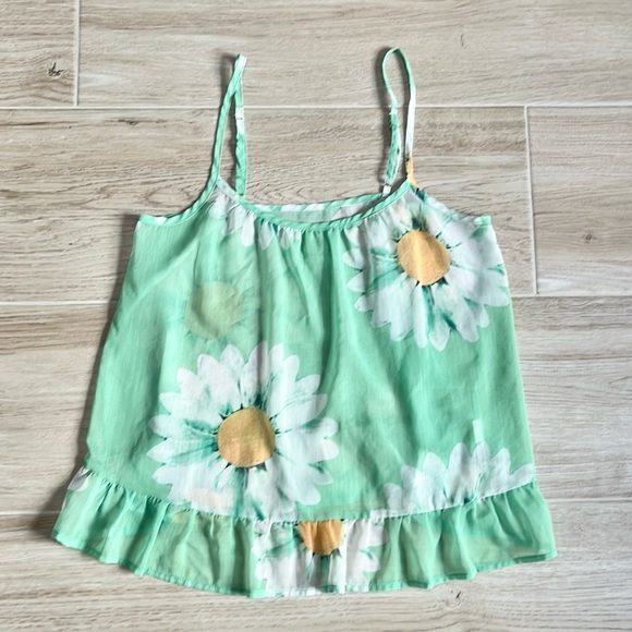 SHEIN | Tops | Green Sunflower Flowy Tank Top | Poshmark